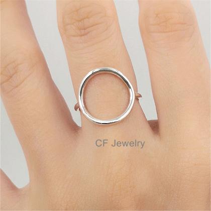 Open Circle Ring Sterling Silver Karma Circle Ring Full Circle Ring Closed Circle Ring Geometric ...