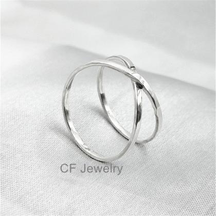 X Ring Sterling Silver Criss Cross Ring Double Band Ring Crossover Ring ...