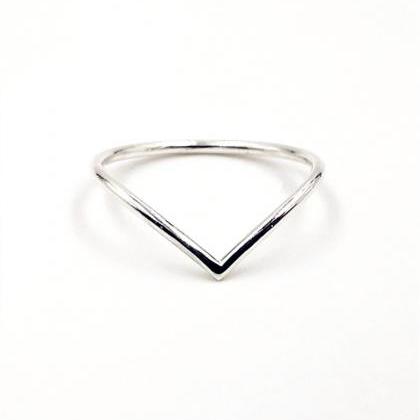 Thin Chevron Ring Sterling Silver V Shaped Ring Wishbone Ring Silver on ...