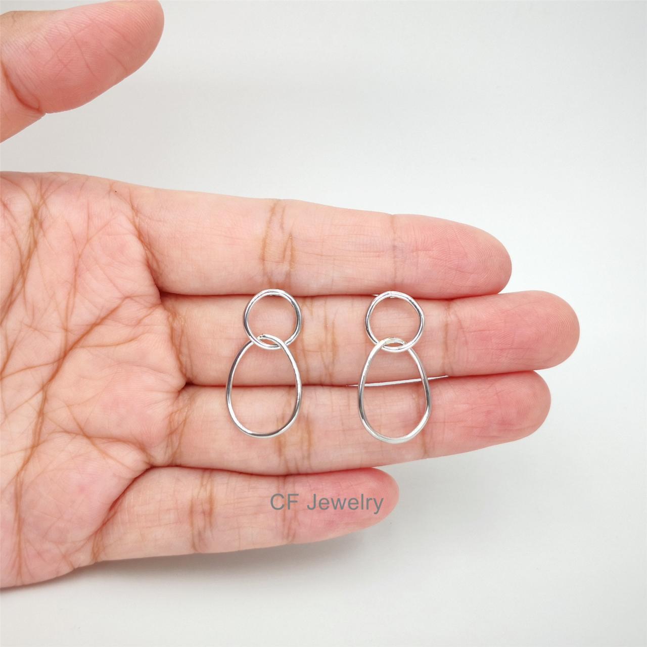 Gold Interlocking Hoop Earrings Silver Double Hoop Earrings Rose Gold ...