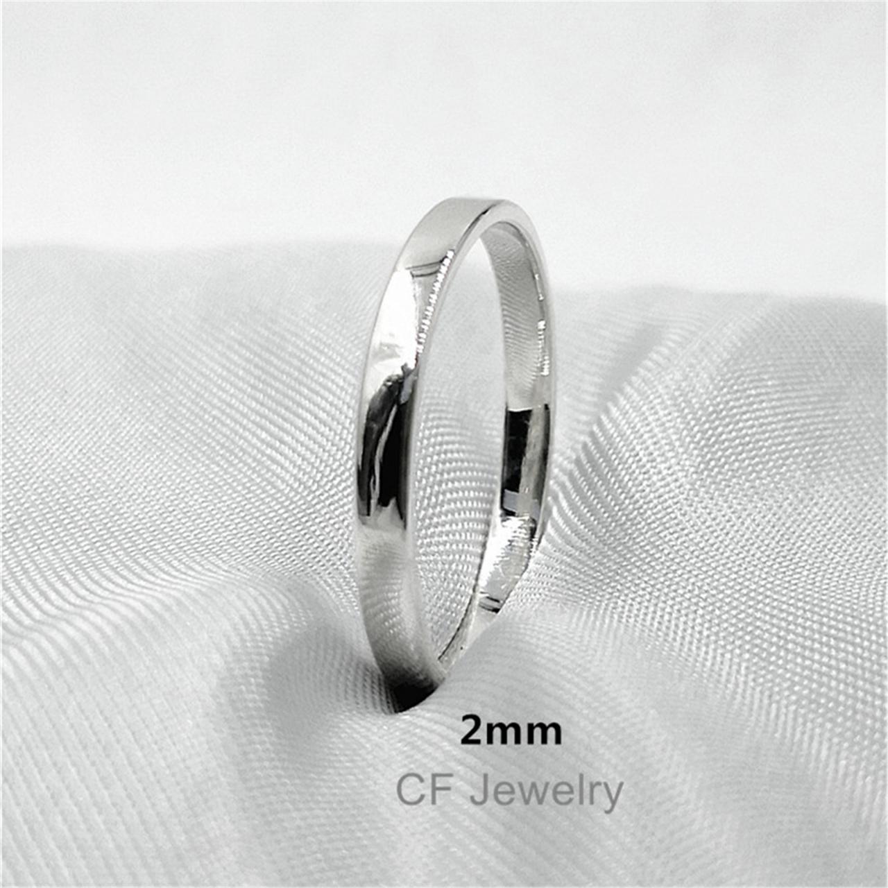 Silver Flat Engagement Ring Sterling Silver Flat Band Ring Gold Flat ...