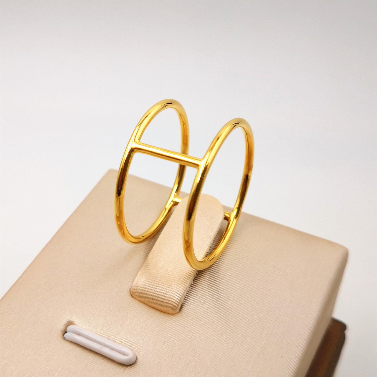 Double Bar Ring Gold Or Rose Gold Cage Ring Double Band Ring Statement ...