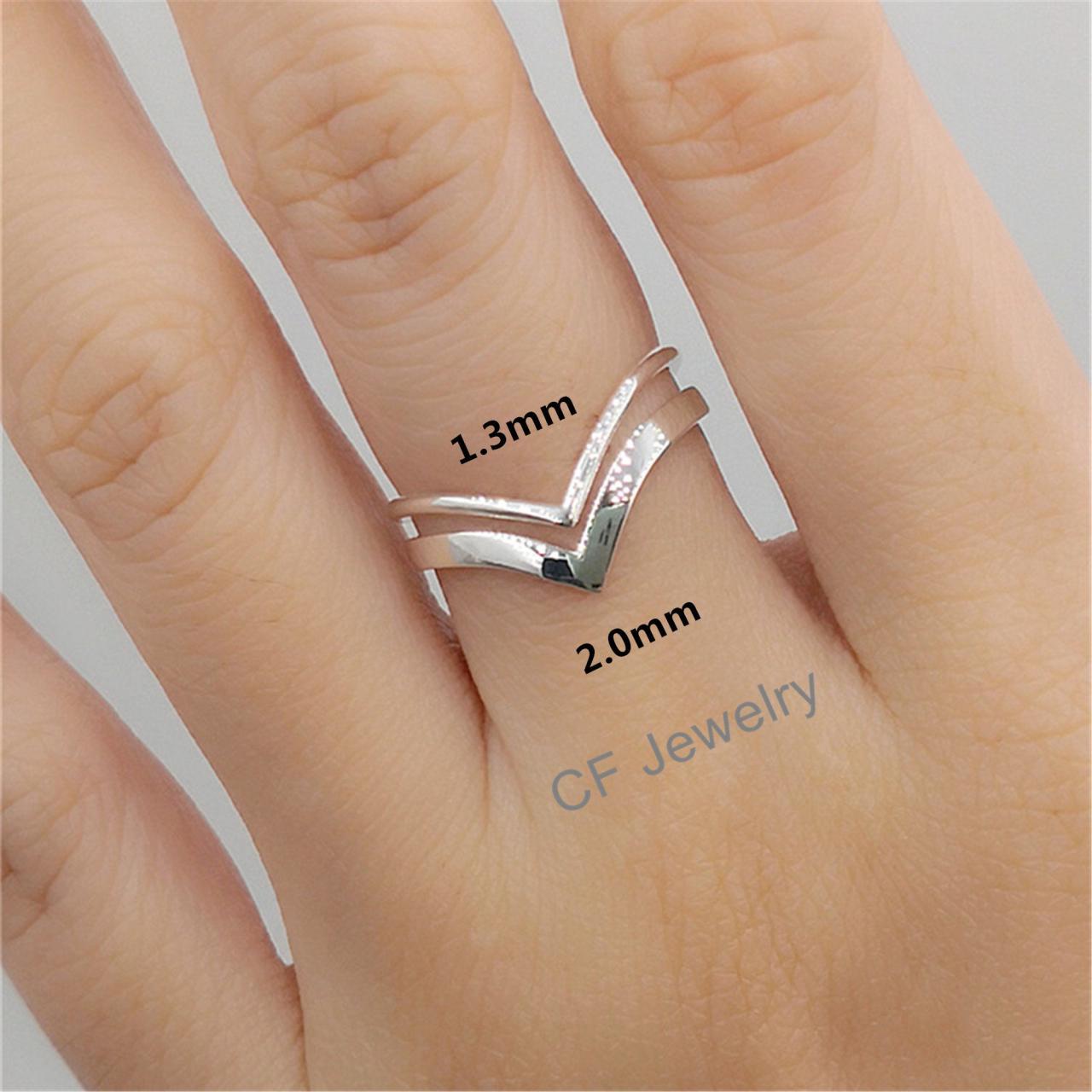 Flat Chevron Ring Sterling Silver Wishbone Ring V Shaped Ring Dainty ...