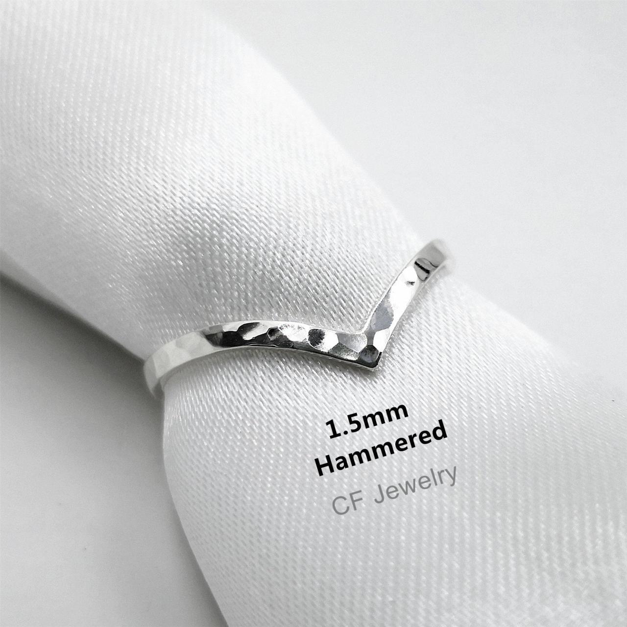 Flat Chevron Ring Sterling Silver Wishbone Ring V Shaped Ring Dainty ...