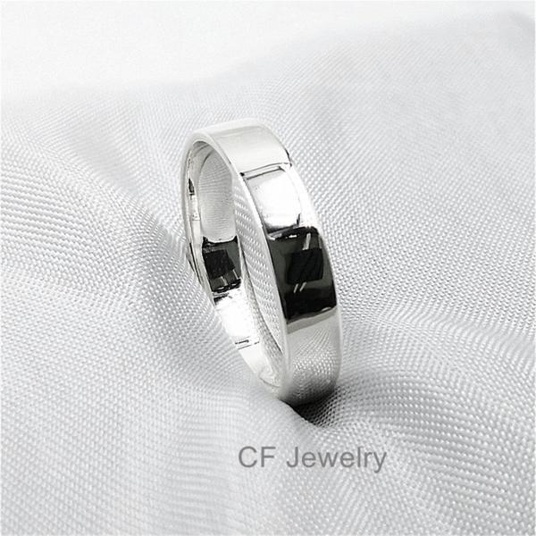 Silver Flat Engagement Ring Sterling Silver Flat Band Ring Gold Flat ...