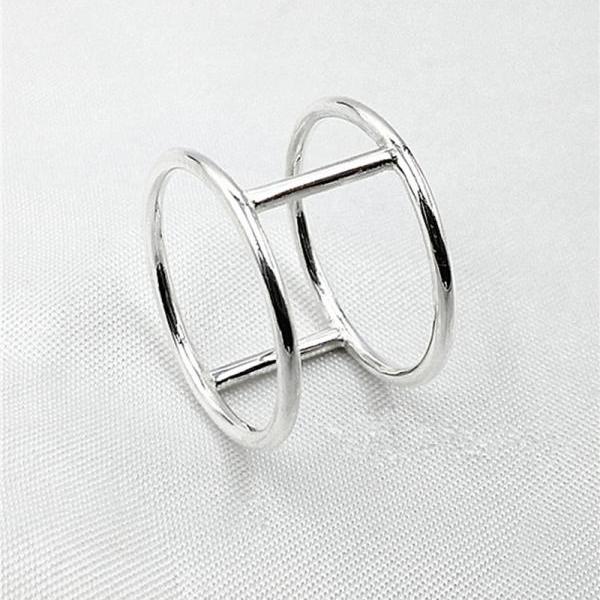 Sterling Silver Parallel Bar Ring Double Bar Ring Vertical Bar Ring ...