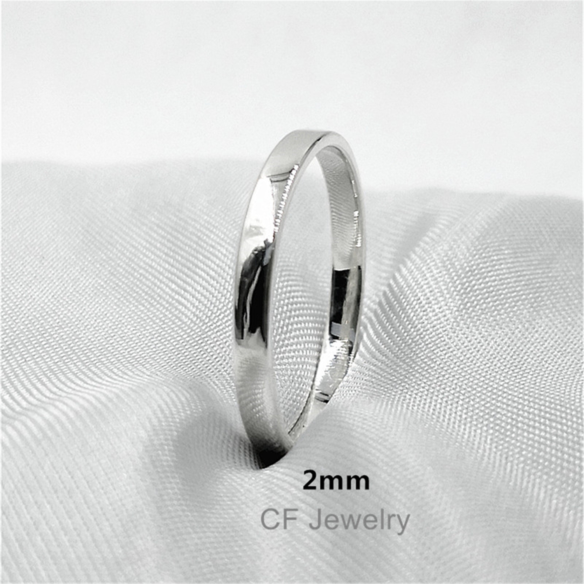 Silver Flat Engagement Ring Sterling Silver Flat Band Ring Gold Flat ...