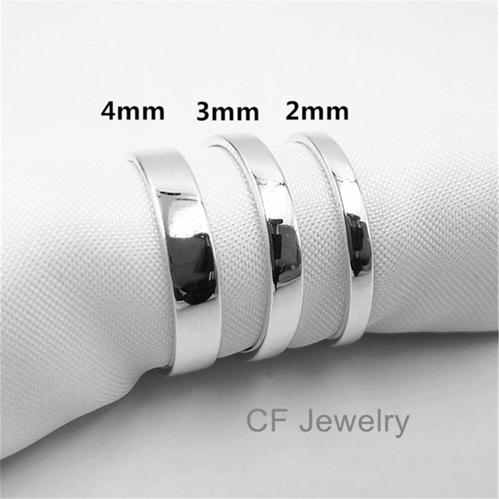 Silver Flat Engagement Ring Sterling Silver Flat Band Ring Gold Flat ...