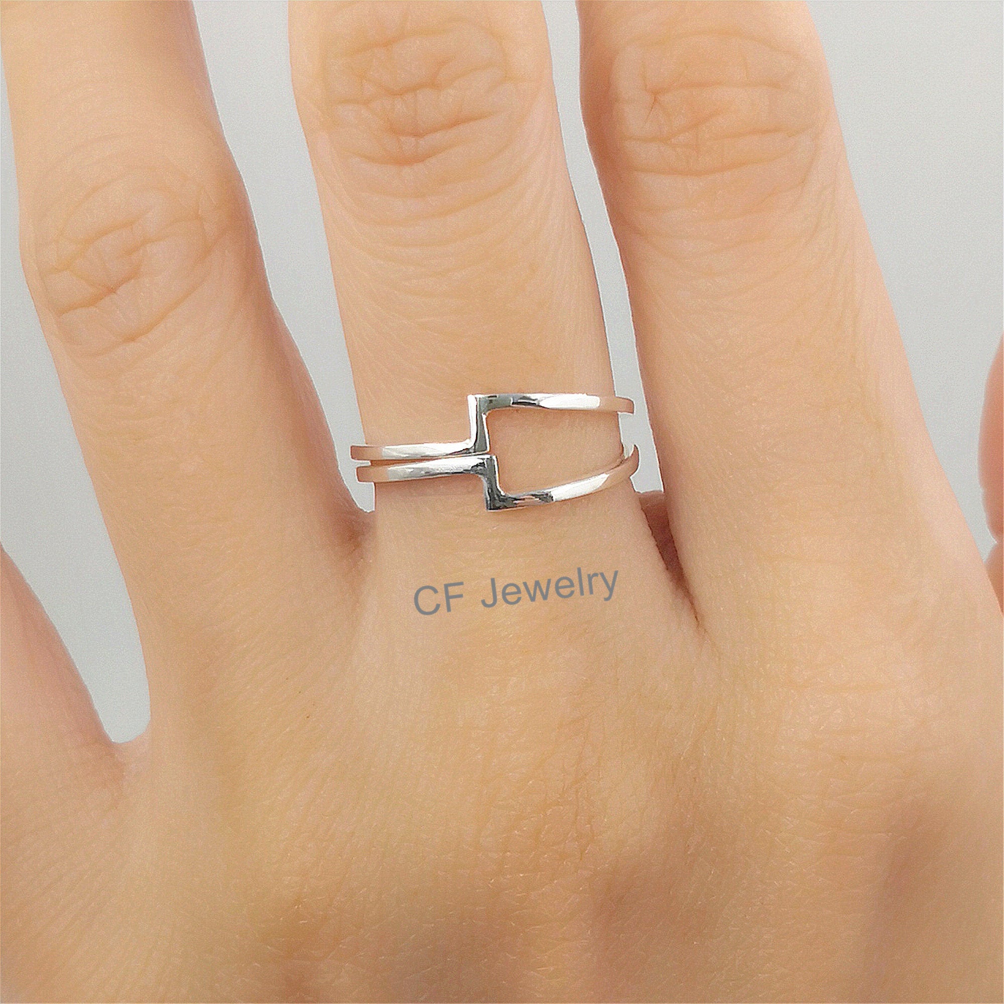 1.5mm Hammered Architecture Ring Silver Stackable Rings Gold Stacking ...