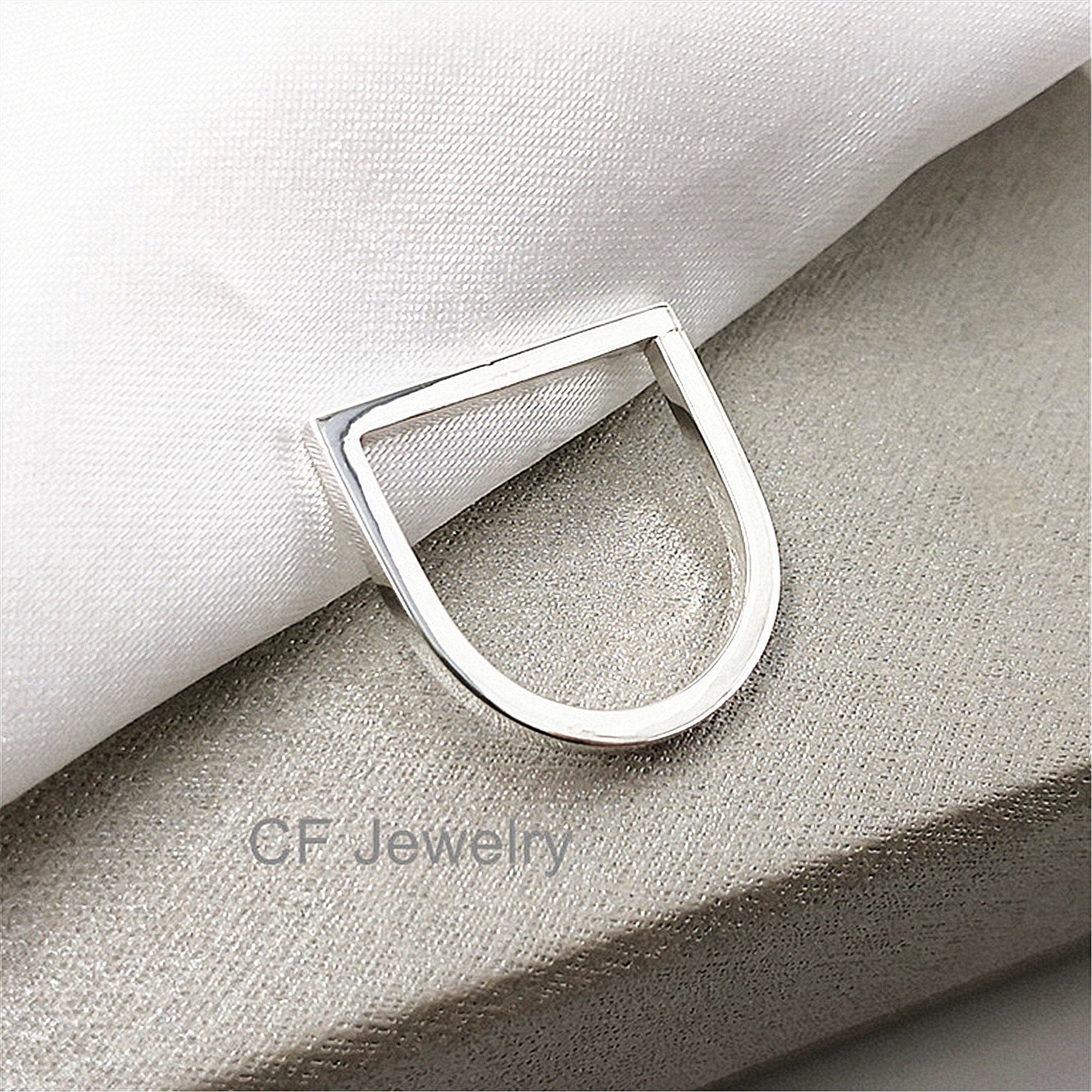 Sterling Silver Horizontal Bar Ring Engraving Initial Rings ...
