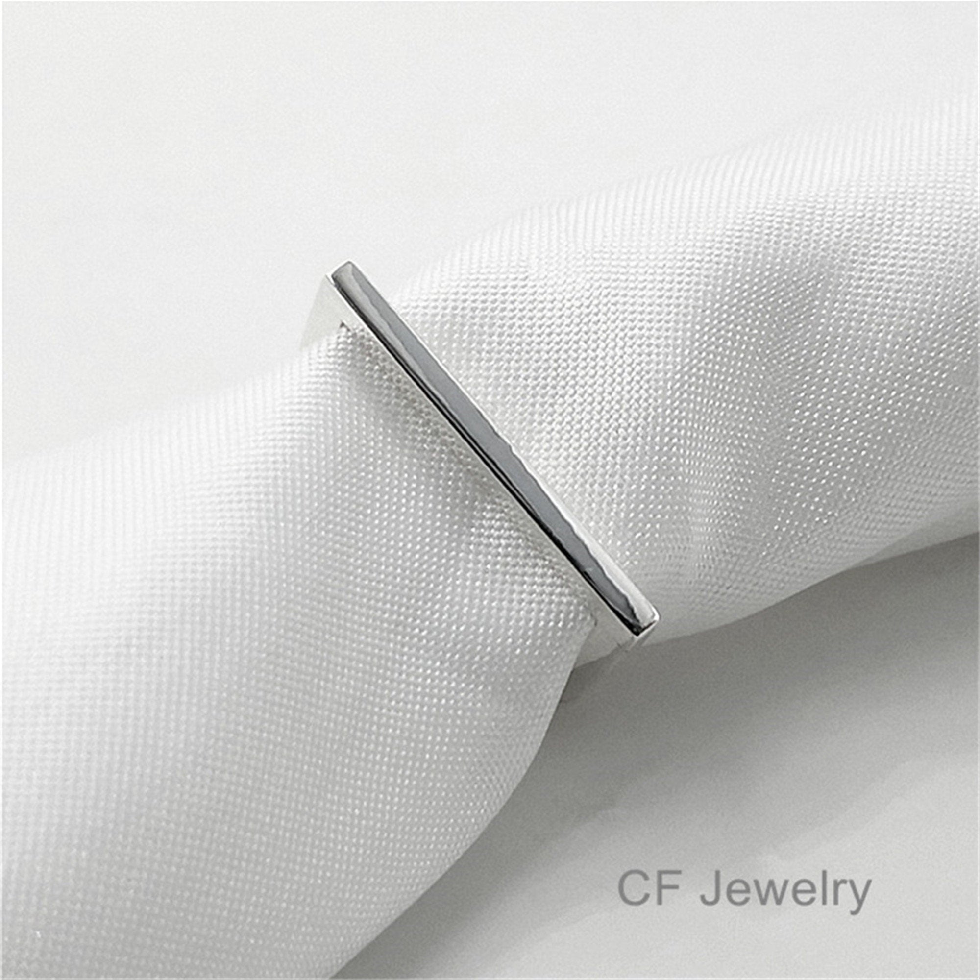 Sterling Silver Horizontal Bar Ring Engraving Initial Rings ...