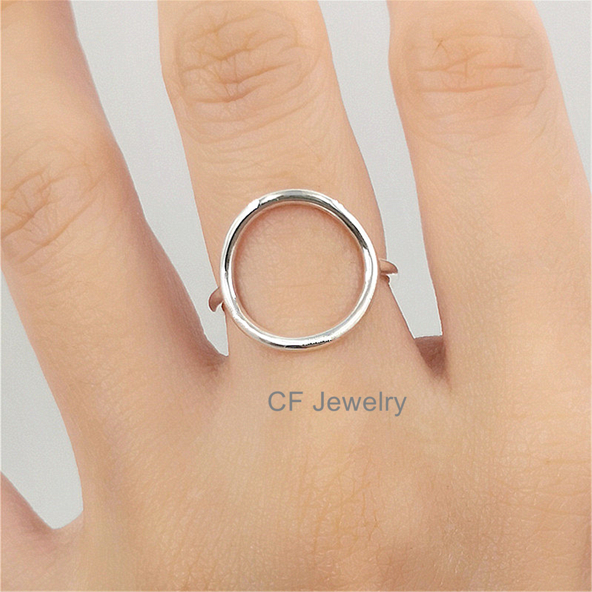 Open Circle Ring Sterling Silver Karma Circle Ring Full Circle Ring ...