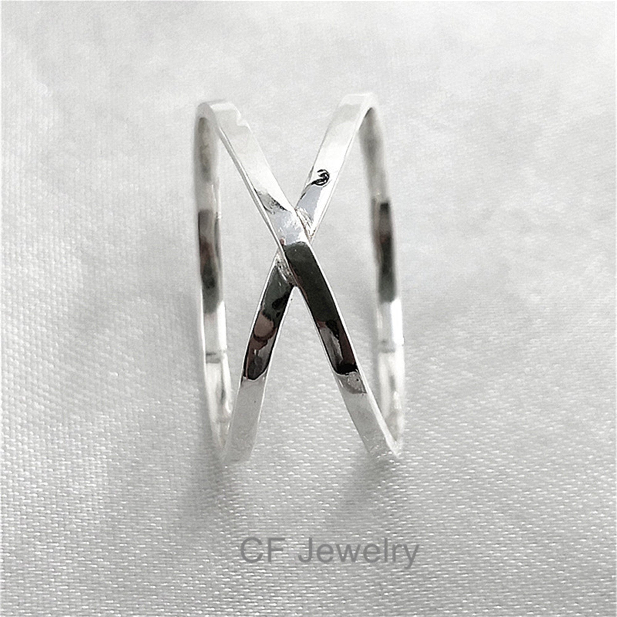 X Ring Sterling Silver Criss Cross Ring Double Band Ring Crossover Ring ...