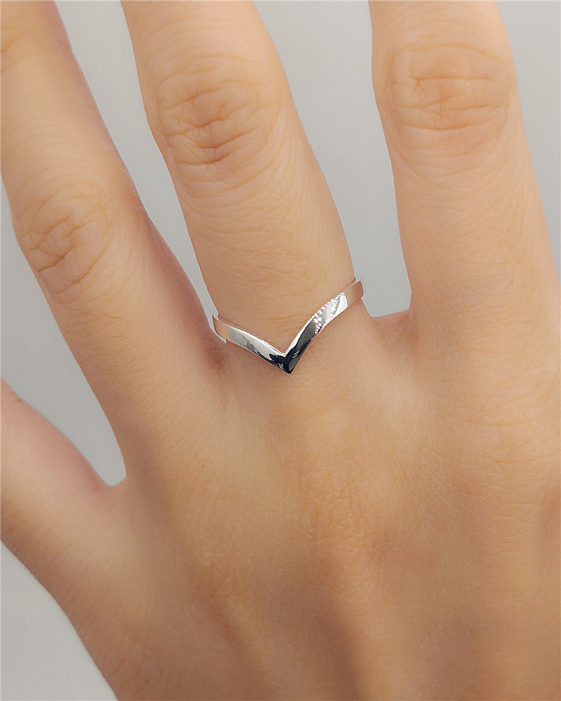 Flat Chevron Ring Sterling Silver Wishbone Ring V Shaped Ring Dainty ...